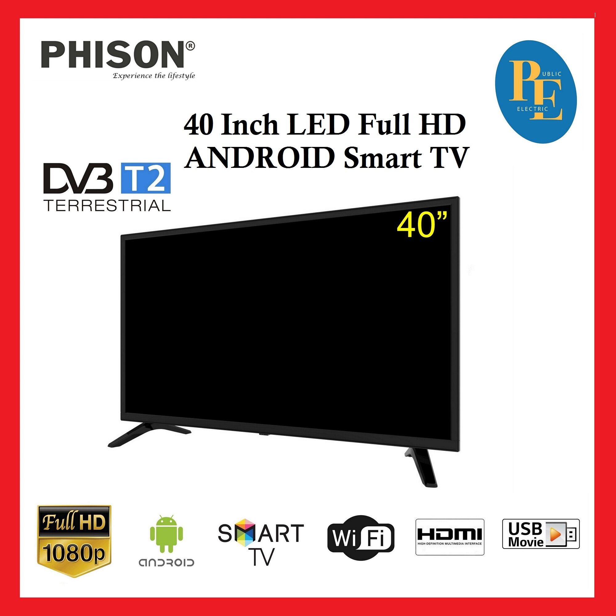 Phison 40 Android Smart TV Full HD DVB T2 Digital LED TV PTV E4020S phison-40-android-smart-tv-full-hd-dvb-t2-digital-led-tv-ptv-e4020s