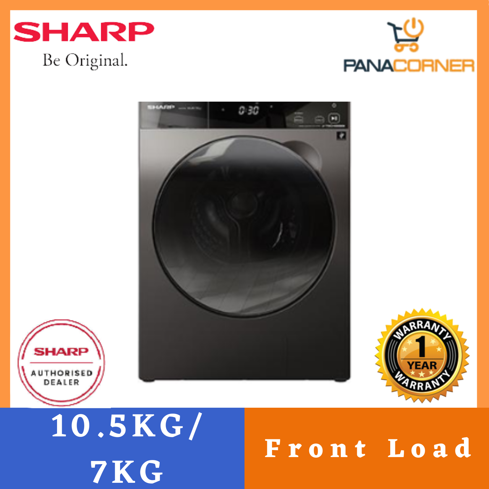 Sharp 10.5kg/7kg Front Load Washing Machine - ESDK1054PMS | Lazada