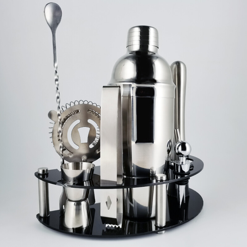 800/600ml Black, Rose Gold Cocktail Shaker Set Jigger Muddler Strainer ...