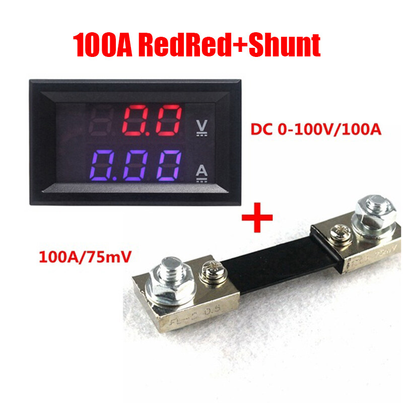 Digital Voltmeter Ammeter DC 0-100V 10A 50A 100A Dual Display Voltage Detector Current Meter ...