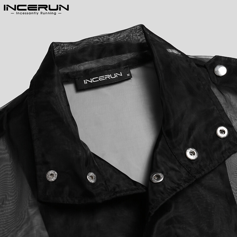 Medussa INCERUN Mesh Collection Mens Long Sleeve Sheer Mesh Crop ...