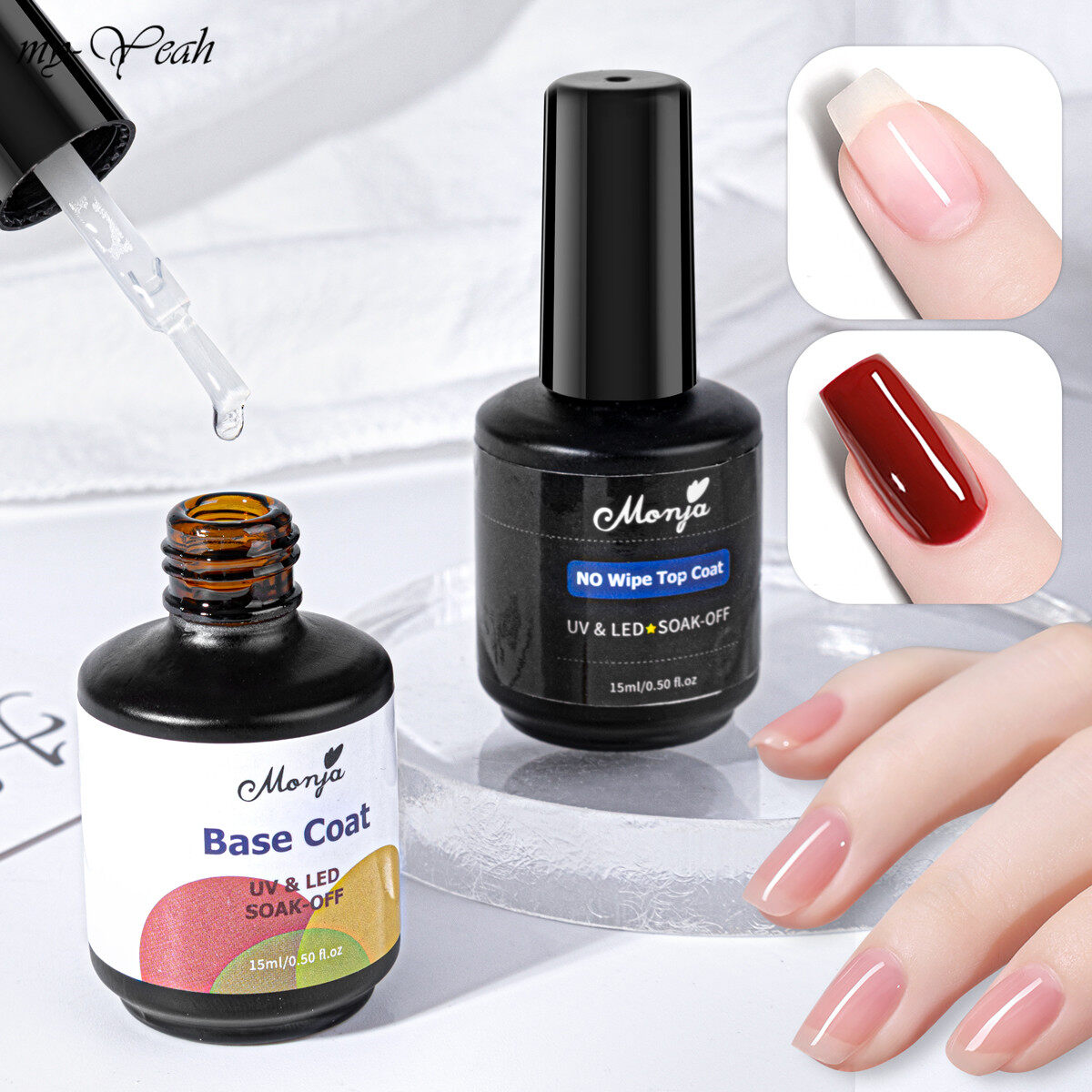 Myyeah Nail Topcoat Basecoat Nail Glue 8 IN 1 Multi Use Gel Polish Nail ...