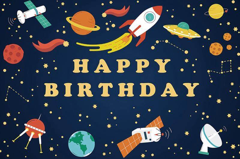 4x3ft Space Theme Happy Birthday Background Astronaut Rocket Planet ...