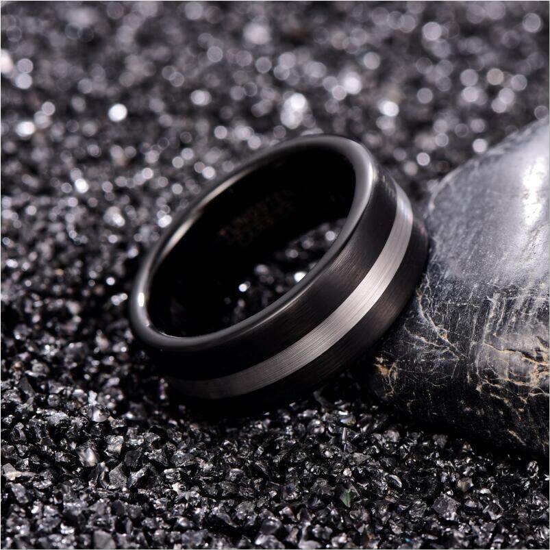 BONLAVIE Fashion Classic 100% Real Tungsten Carbide Ring Black Brushed ...