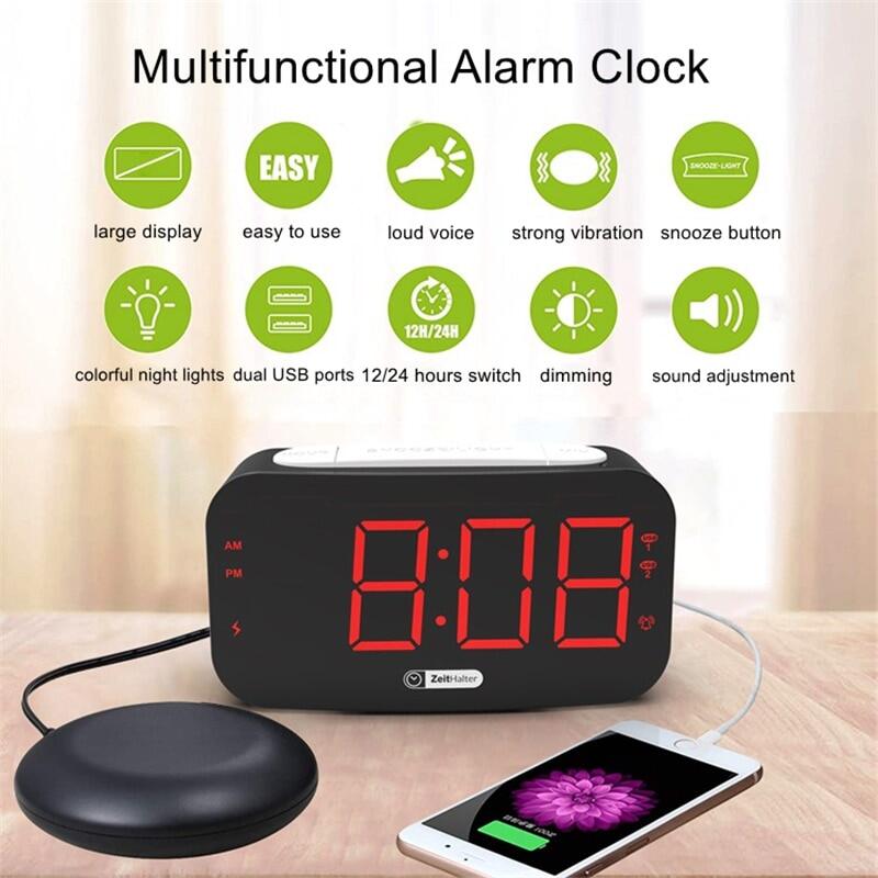 Extra Loud Alarm Clock with Bed Shaker, Vibrating Alarm Clock for ...