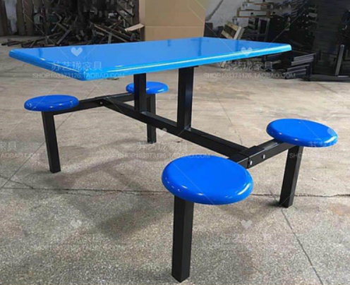 4 SEATER & 8 SEATER BLUE BIRU CANTEEN TABLE DESK OFFICE CAFETERIA CAFE ...