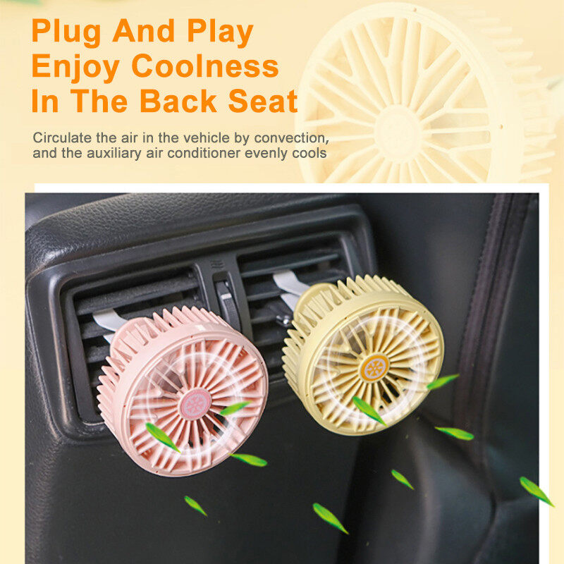 【ความงามDiarไดอารี่】พัดลมUsbในรถยนต์ที่มีสีสันหมุนได้ 360 องศาไฟLED USB ...