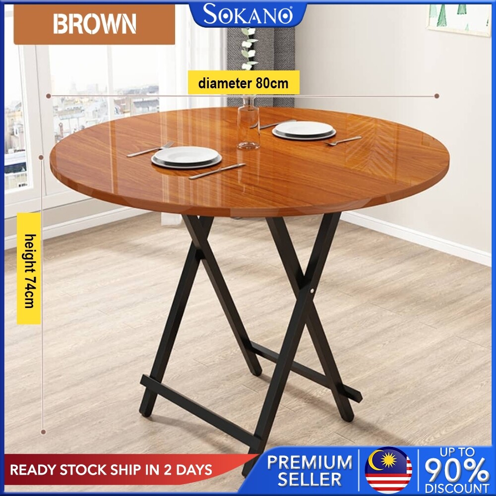 SOKANO Home Prime HP047 Foldable Round Table (80cm) Dining Table Simple ...