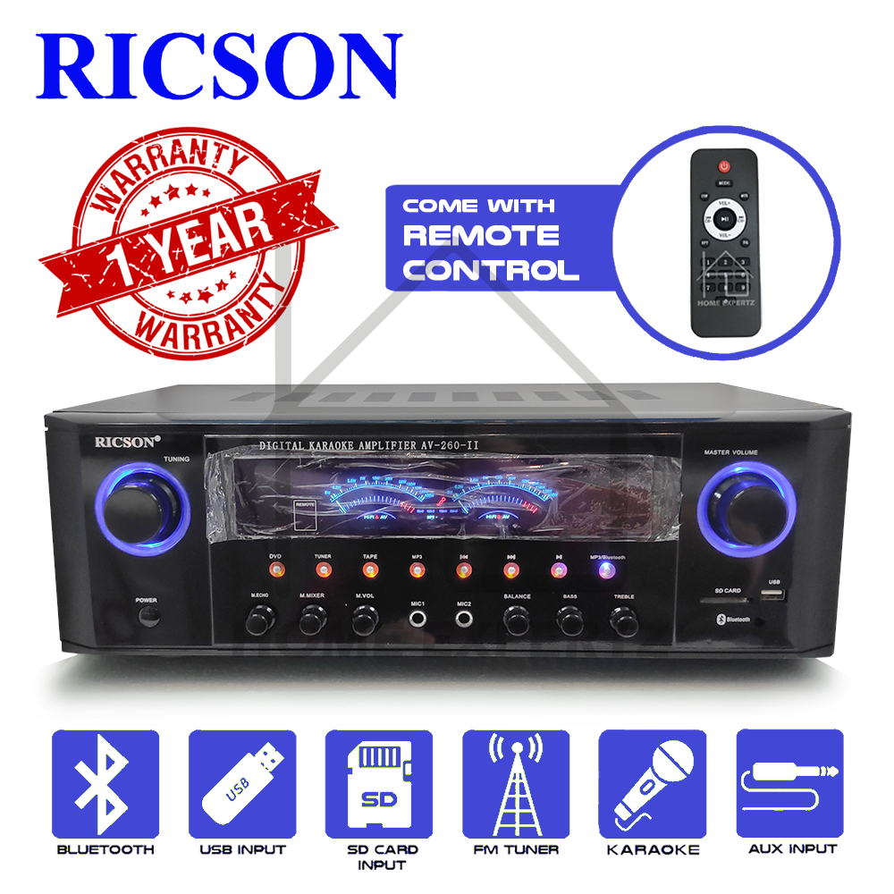 RICSON KARAOKE AMPLIFIER WITH FM/ BLUETOOTH / USB PLAYBACK (AV-260 II ...