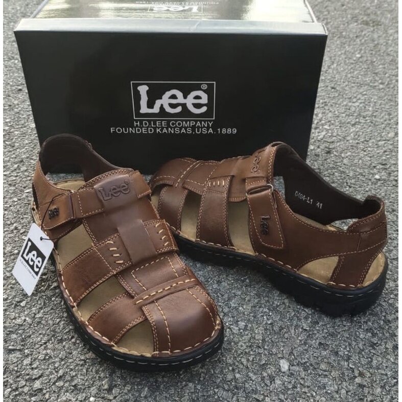 Lee Original Upper Leather Men Comfort Sandals / Sandals Lelaki Lee ...