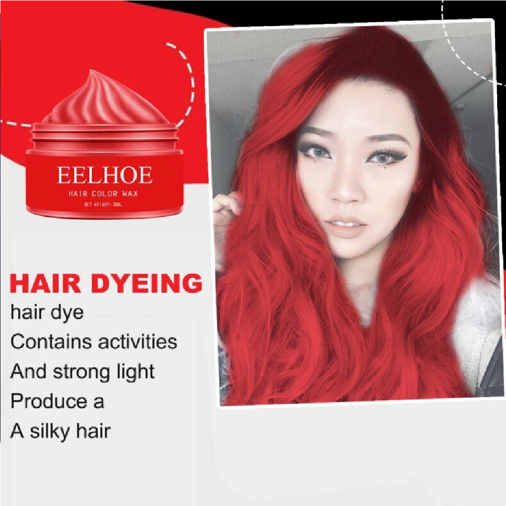 (red)POMADE COLOUR TEMPORARY HAIR WAX Color Hair Gel Kalanxuan Pewarna ...
