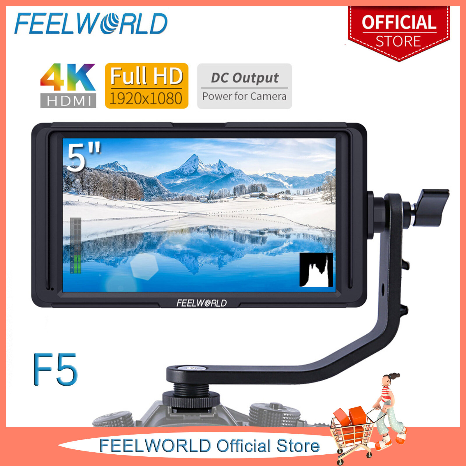 FEELWORLD F5 5 Inch DSLR Camera Field Monitor IPS Full HD 1920x1080 ...