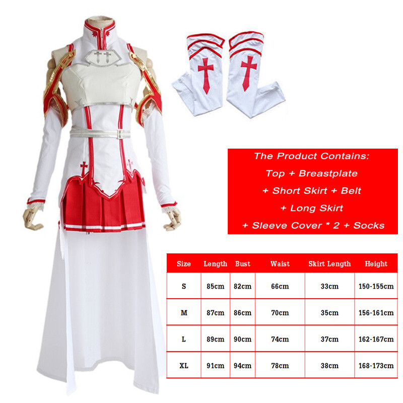 Anime Yuuki Asuna Costume For Women SAO Asuna Cosplay Dress Full ...