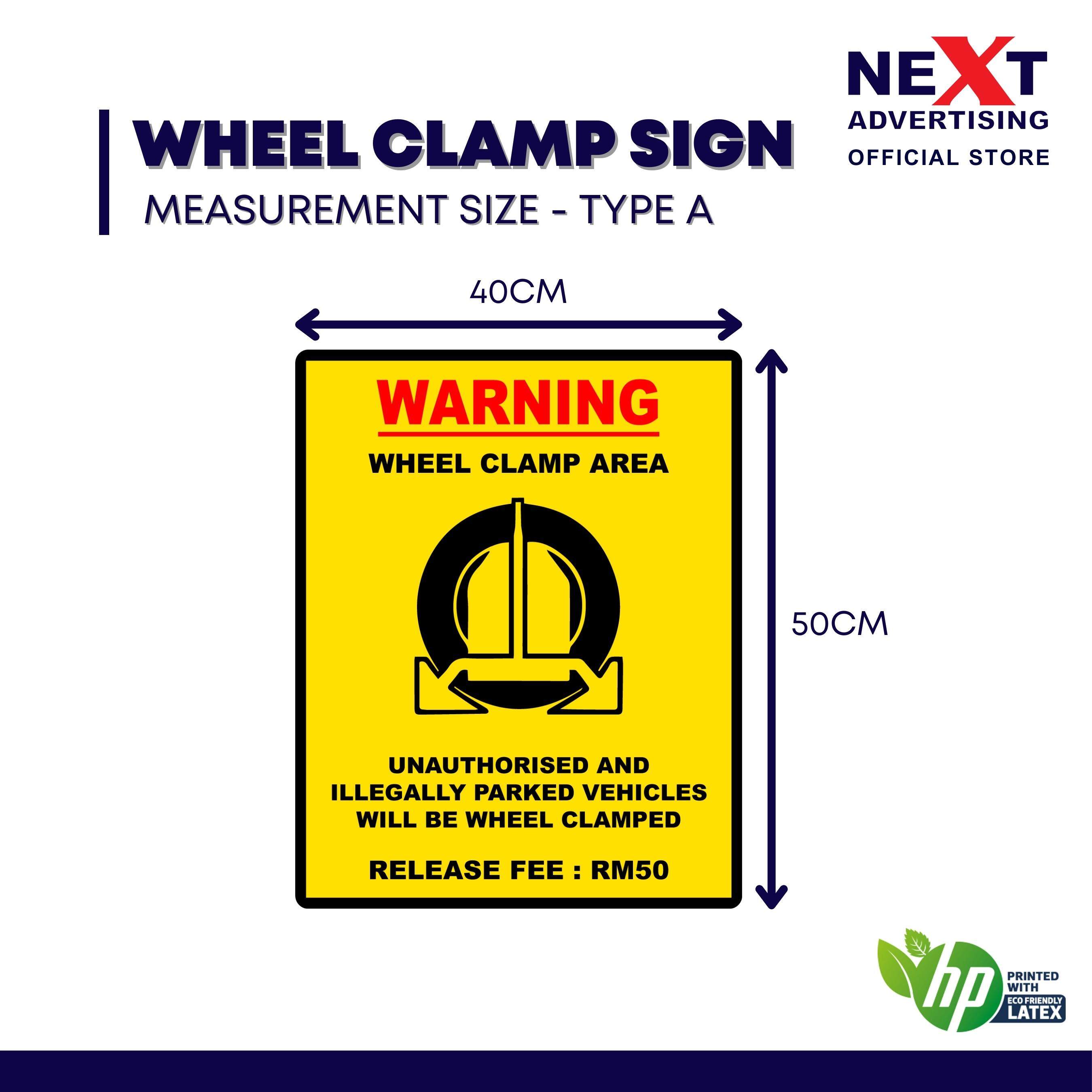 Wheel Clamp Area Signage | Sticker On Board | Lazada