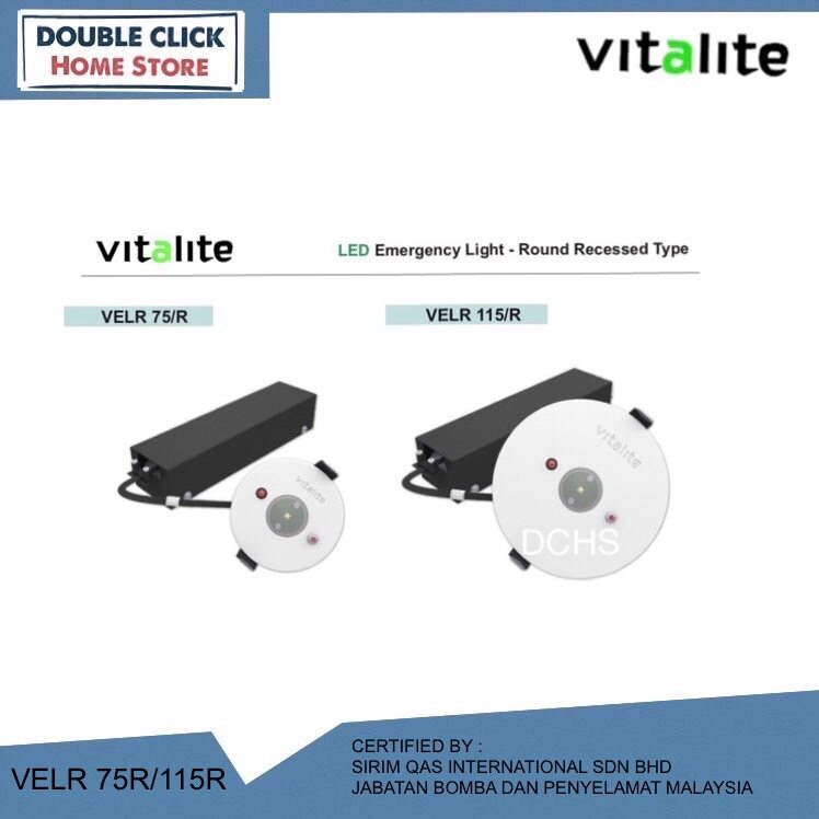 Vitalite VELR 115/R LED Emergency Light - Round Recessed Type with ...