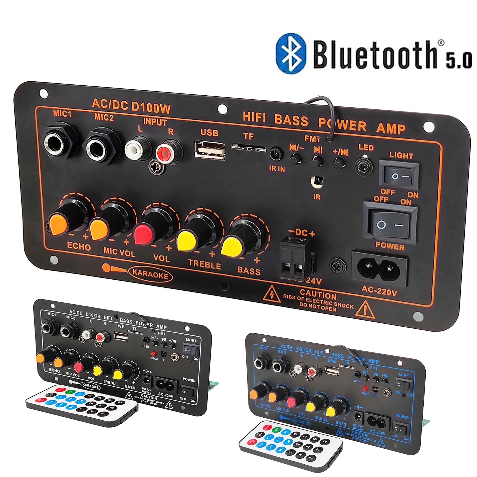 D10 D20 D100 220V 12V 24V 100W Digital Bluetooth 5.0 เครื่องขยายเสียง ...