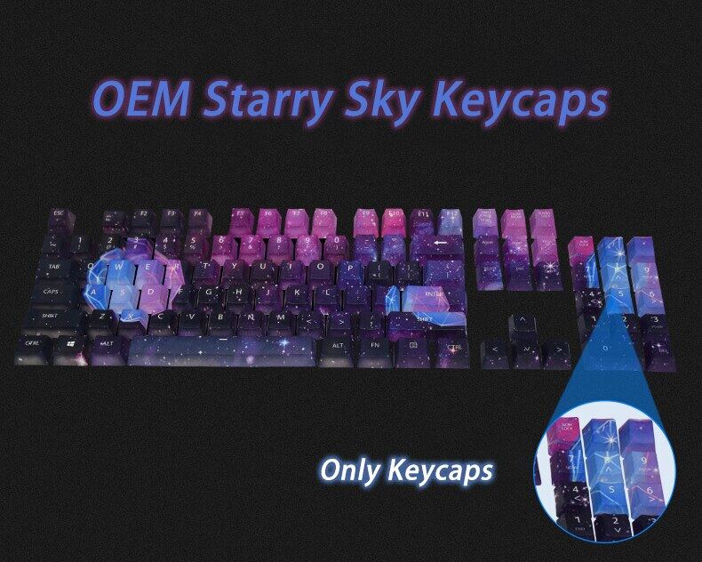 BangBangStore Starry Sky Galaxy Theme OEM PBT Full Set Keycaps PBT Dye ...