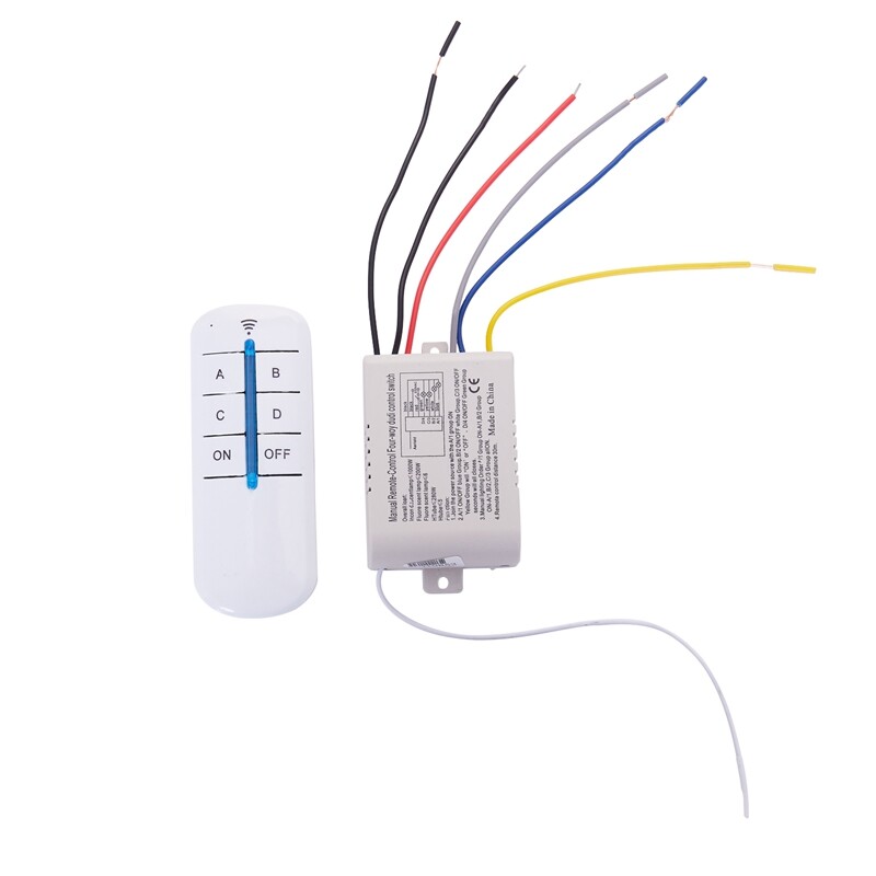 4 Way Light Lamp Digital Wireless Remote Control Switch ON/OFF 220V ...