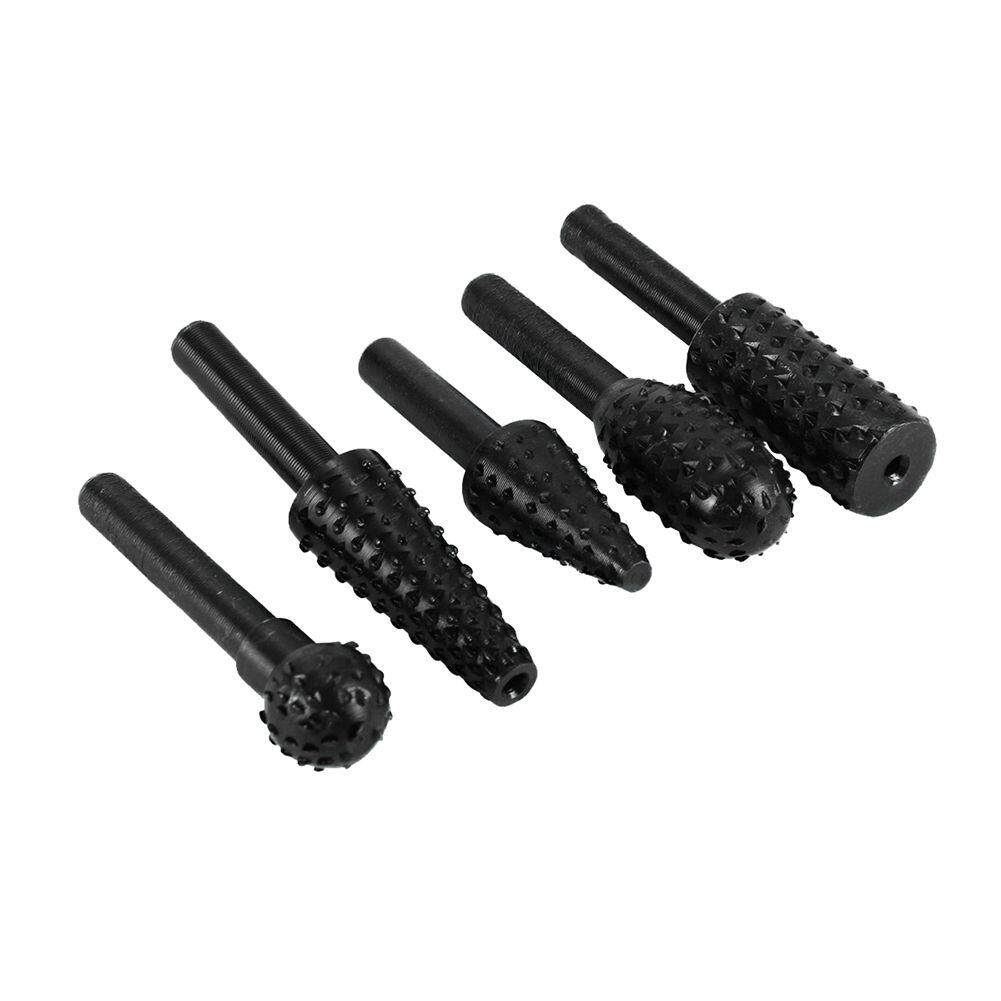 5pcs Rotary Burr Set of Wooden Rasp Carving File 6mm Shank Drill Bits ...