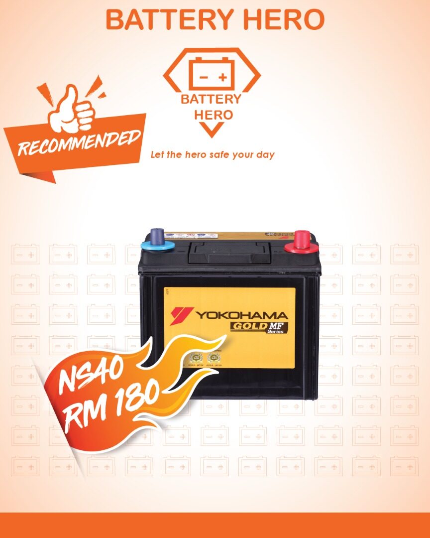 NS40ZL BATERI Kereta YOKOHAMA Car Battery for Perodua Myvi Axia Bezza ...