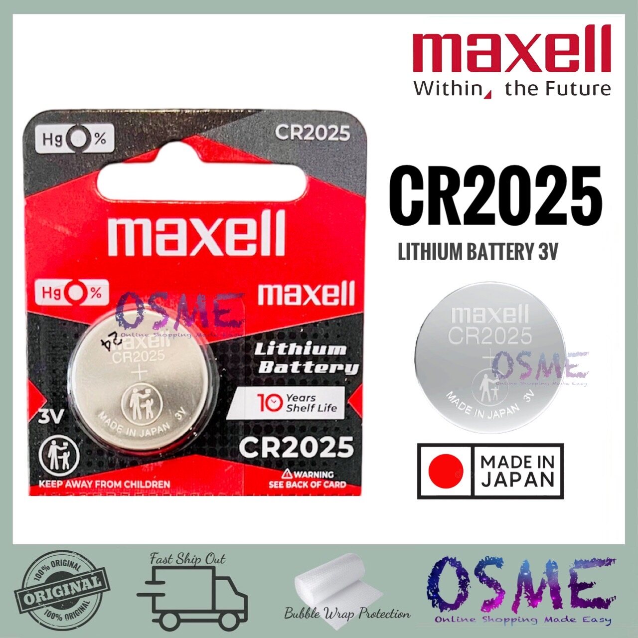 Maxell CR2032 CR2025 CR2016 JAPAN 100% ORIGINAL Lithium Battery 3V CMOS ...