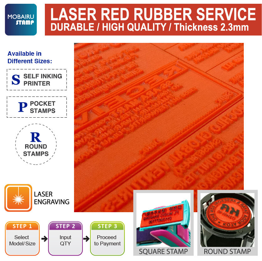 [RUBBER ONLY] Laser Red Rubber Engraving Service, Assorted Sizes | Lazada