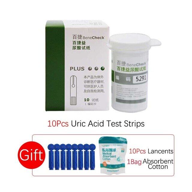 Benecheck Uric Acid Automatic Meter 10pcs Test Strips And For Uric Acid