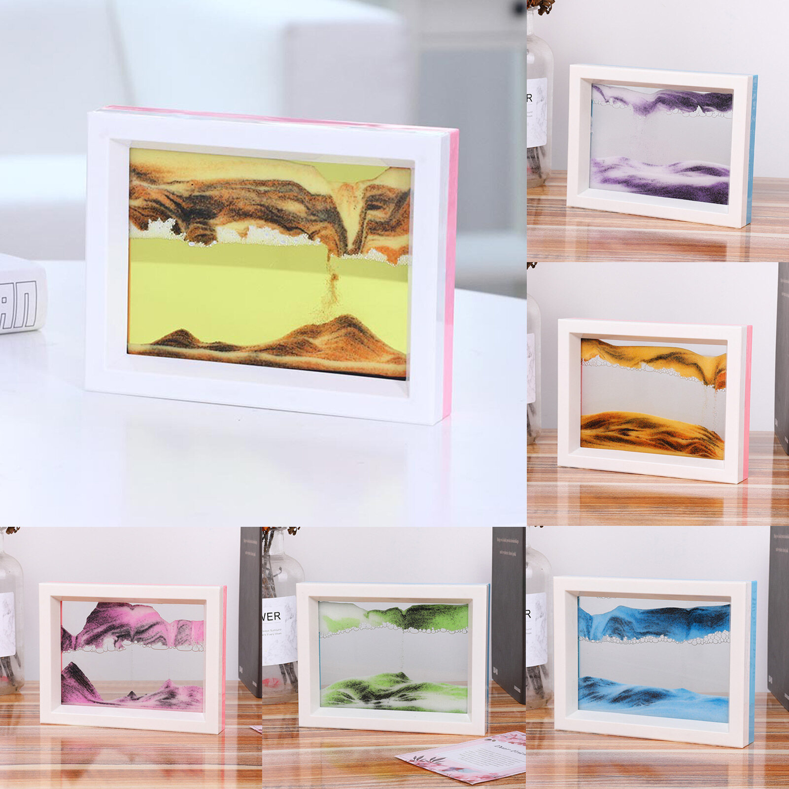 JOYJ 3D รูปภาพทรายไหลใช้กันอย่างแพร่หลายแก้วภูมิทัศน์ธรรมชาติภาพทรายแบบ ...