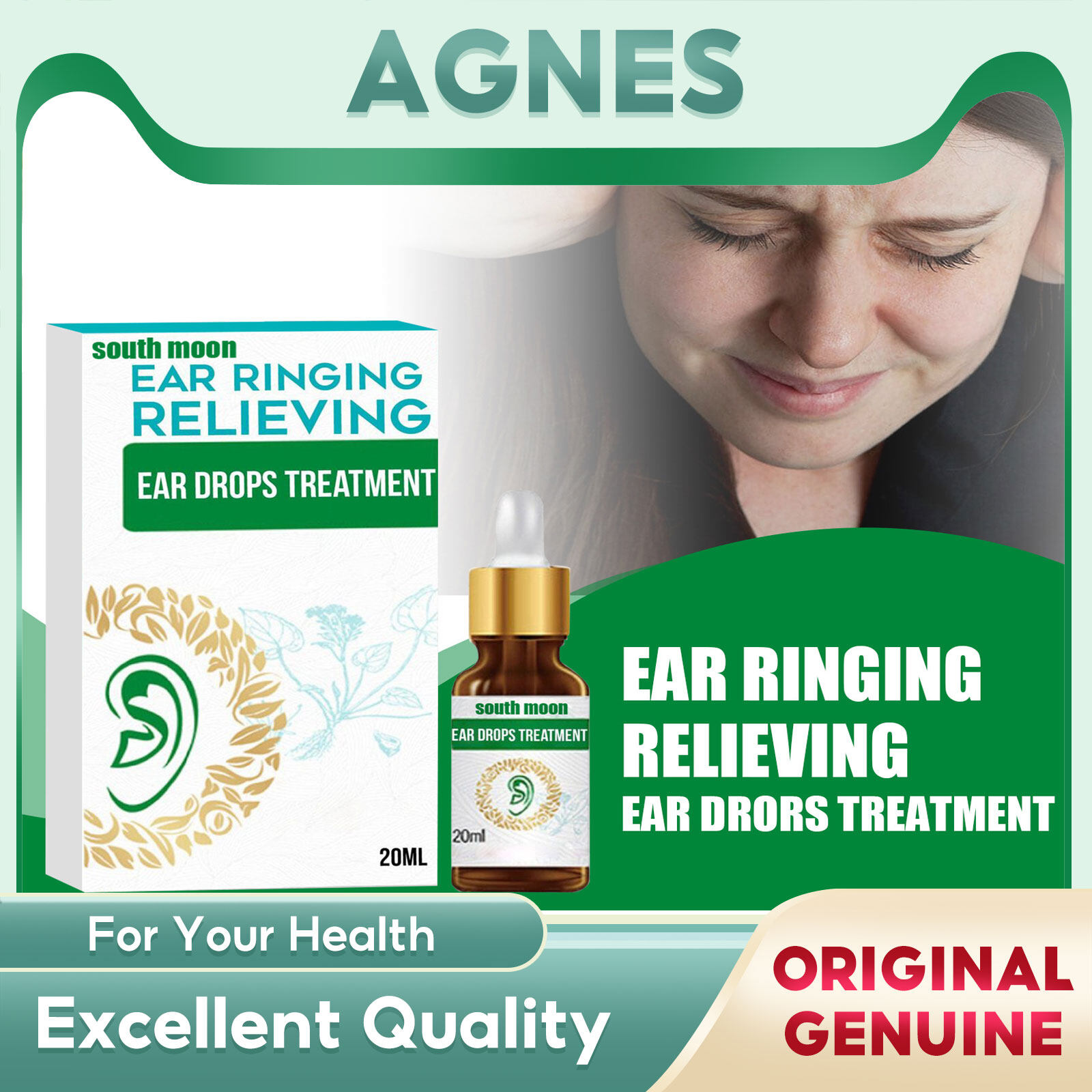 South Moon Ear Ringing Treatment Oil Deafness Earache Relieve Ear ...