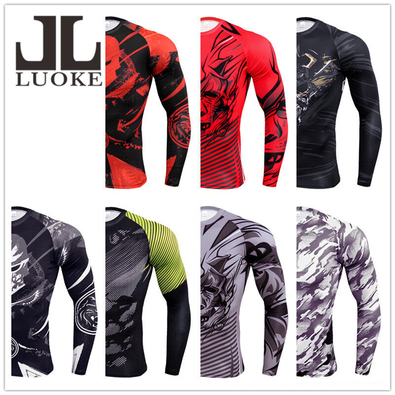 LUOKE เสื้อรัดกล้ามเนื้อชายอินเทรนด์เสื้อ T การพิมพ์ดิจิตอลที่กำหนดเอง ...