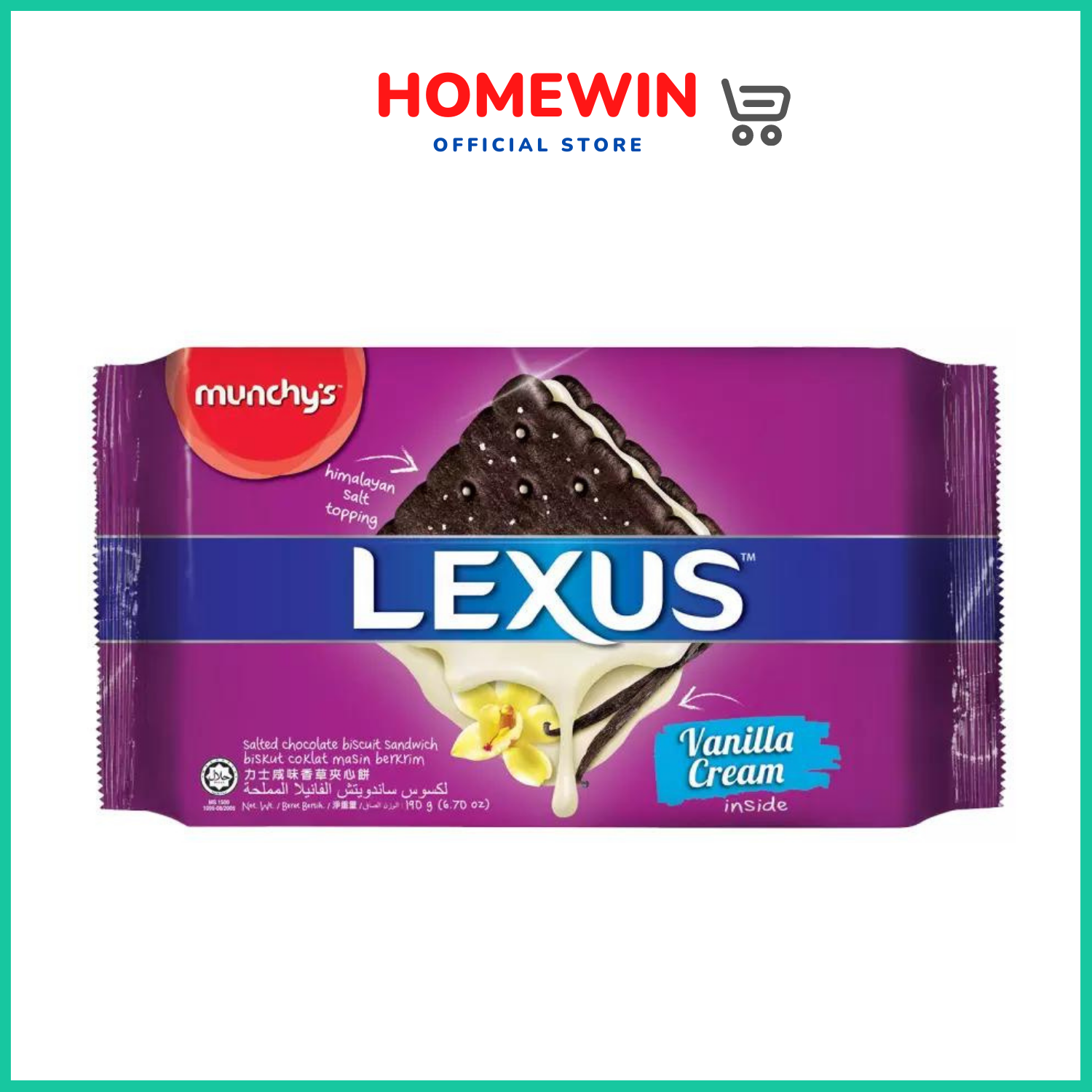 Munchy's Lexus Salted Chocolate Biscuit Sandwich Vanilla Cream (190g ...