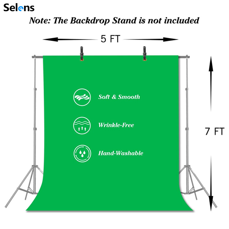 Selens Solid Color Green Screen Backdrop Polyester Background with 2 x ...