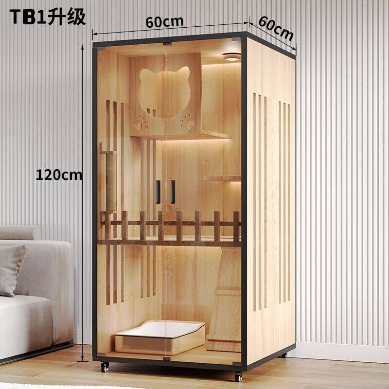 Luxury Cat Villa Solid Wood Cat Cage Household Indoor Super Large Space
