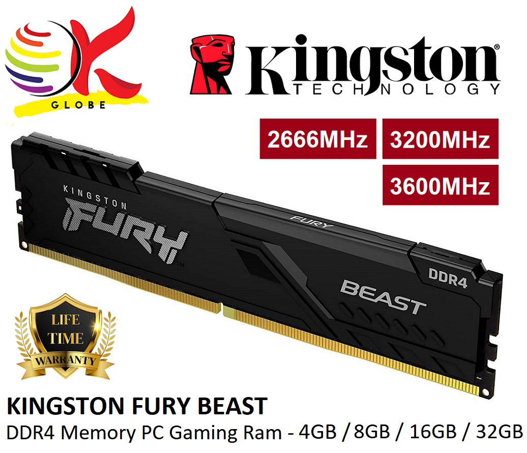 KINGSTON DDR4 DESKTOP GAMING PC RAM FURY BEAST / FURY BEAST RGB MEMORY ...