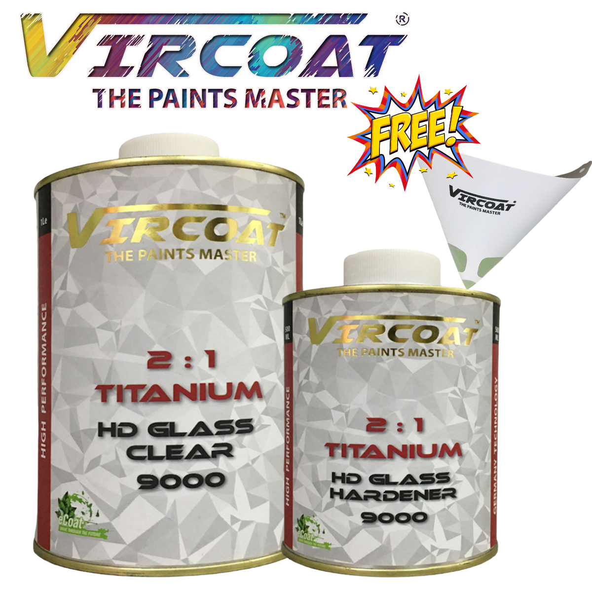 VIRCOAT 2:1 Titanium HD Glass Clear & Hardener 9000| 2K Clear| Laquer ...