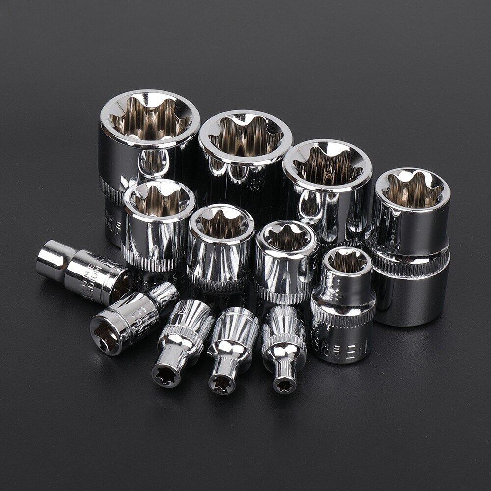 1 Set 1/4 3/8 1/2 E-Socket Sockets Set Adapter Torx Star Bit Repair Hand Tools Head for Torque ...
