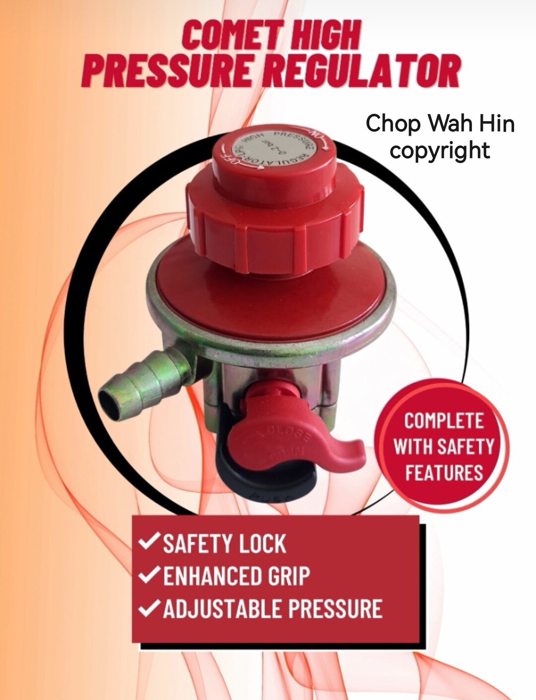 Comet High Pressure Gas Regulator Safety Lock Enhanced Grip 628H | Lazada