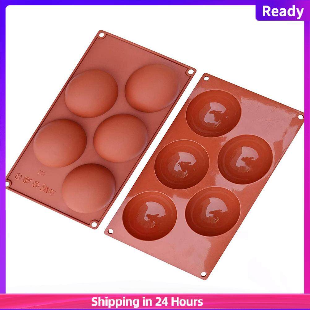 5-Cavity Semi Sphere Silicone Mold Baking Mold for Chocolate Cake Jelly ...