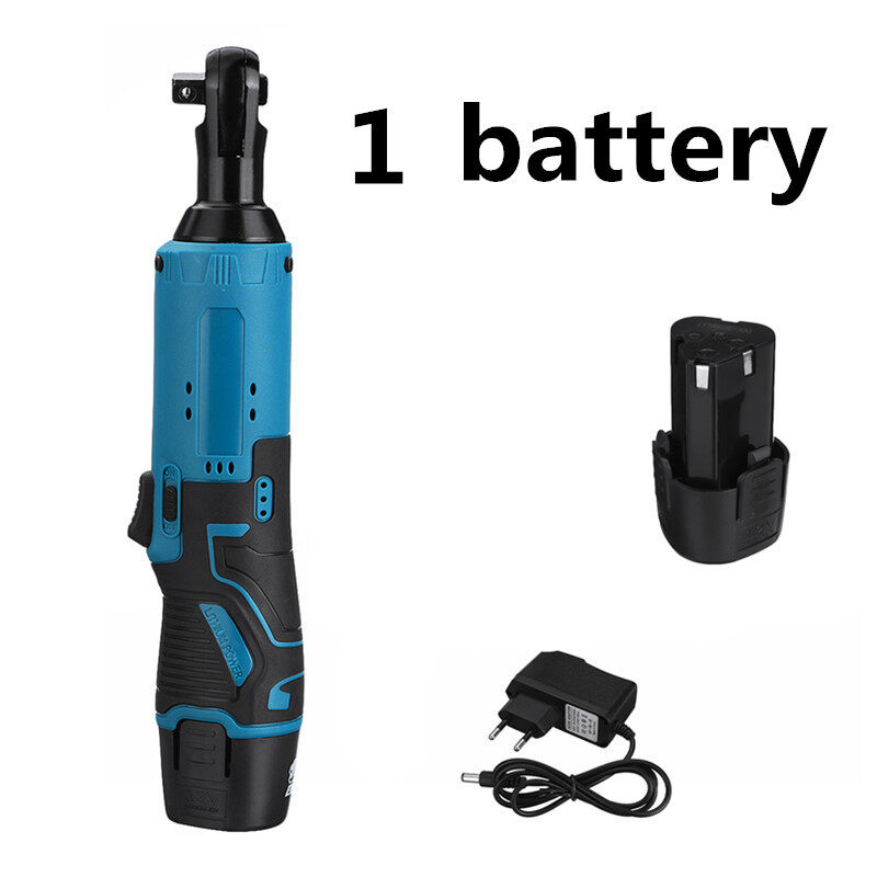 12V Cordless Electric Right Angle Ratchet Wrench Tool Set 57N.m Torque ...