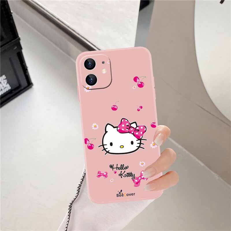 Hello Kitty Gilrs สีชมพู Soft Matte Phonecell สำหรับ Realme 5 5i 5S 6i ...