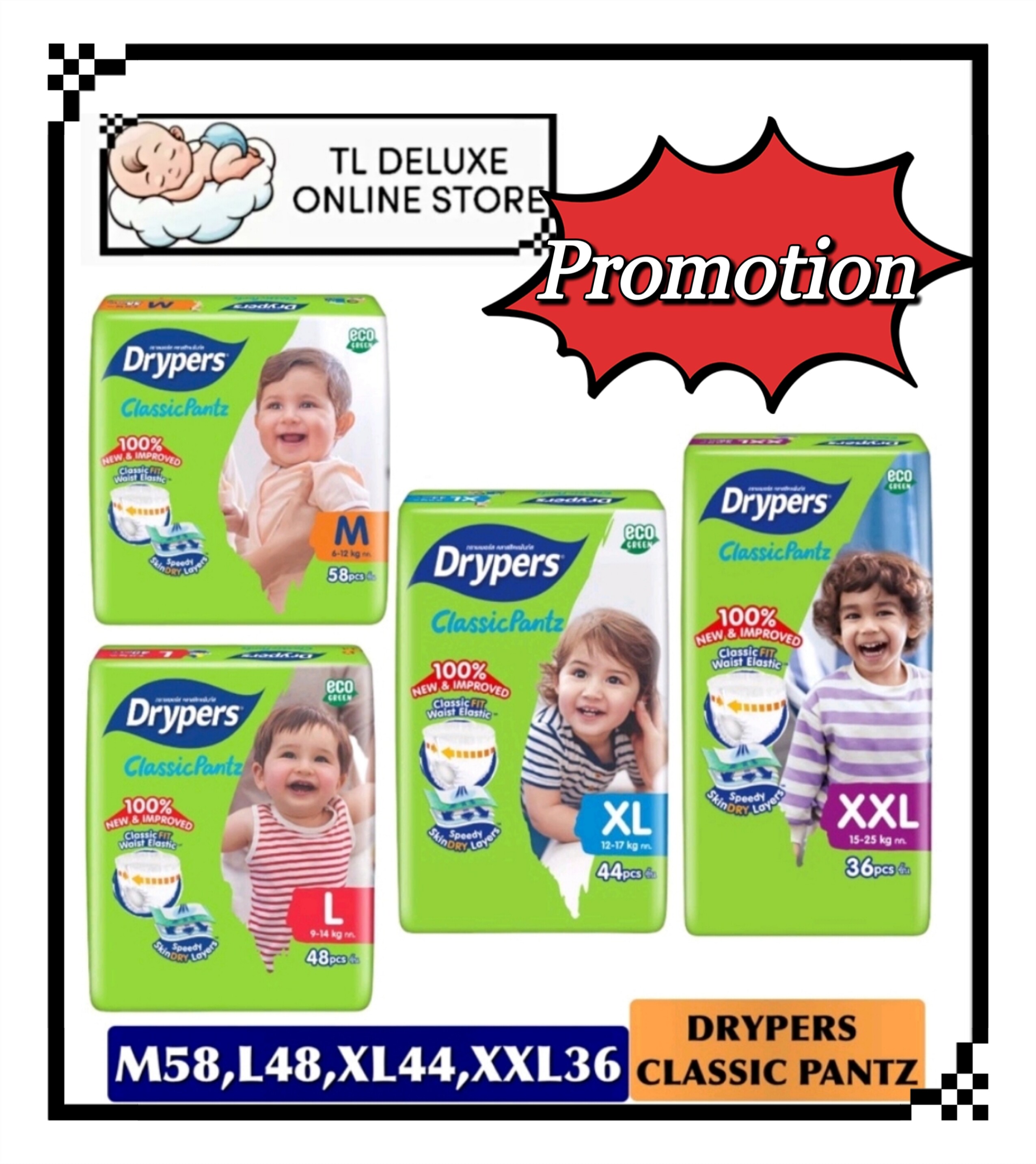 Drypers Classic Pantz M58 /L48 /XL44/XXL36 | Lazada