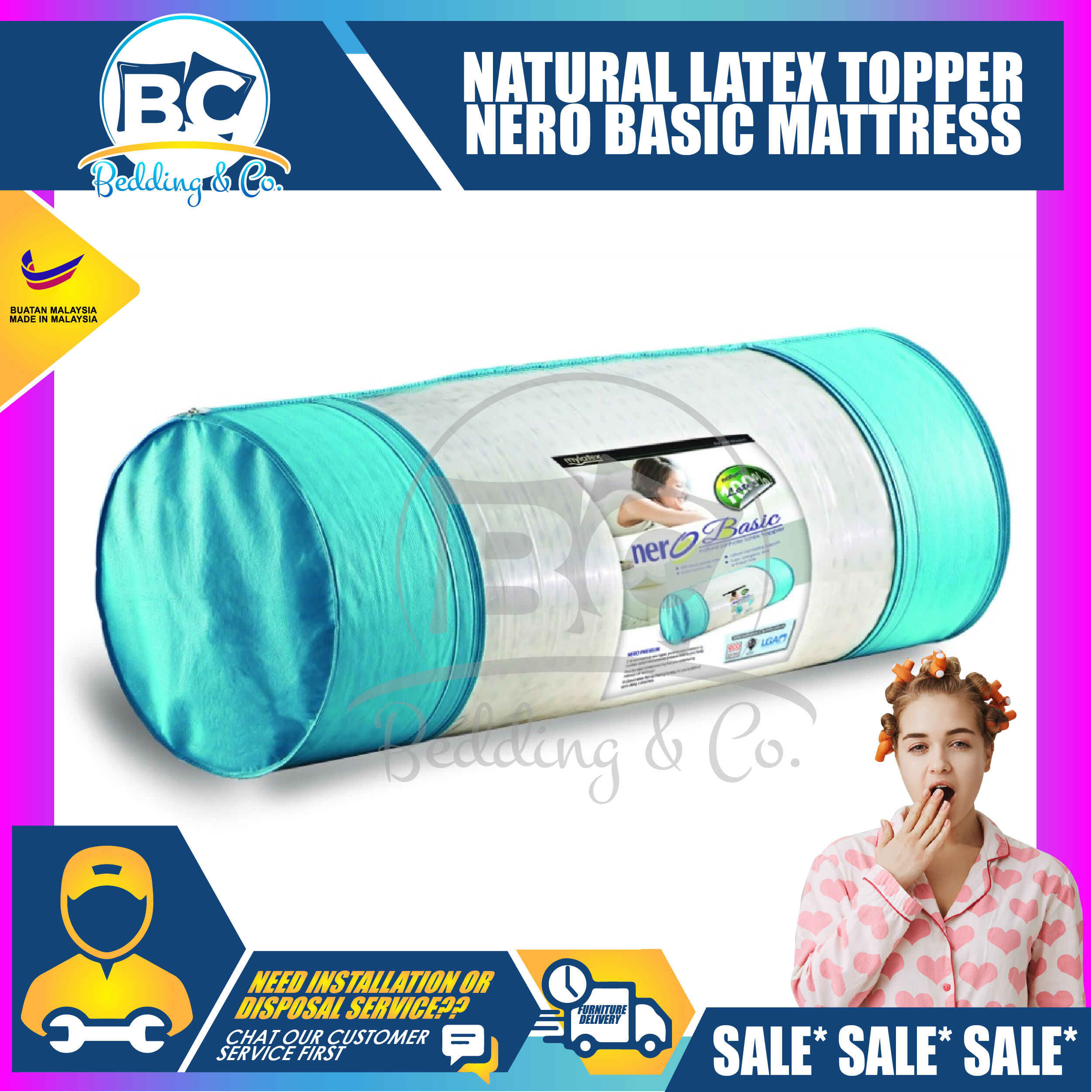 [FREE GIFT 1 X RM99 T-SHIRT] Mylatex Pinhole 100% Natural Latex Topper Nero-Basic Mattress Tilam ...