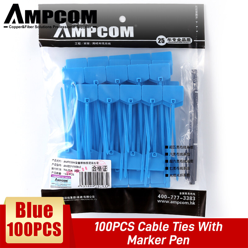 AMPCOM Nylon Zip Ties Cable Label Mark Tags - Write On Ethernet Wire ...