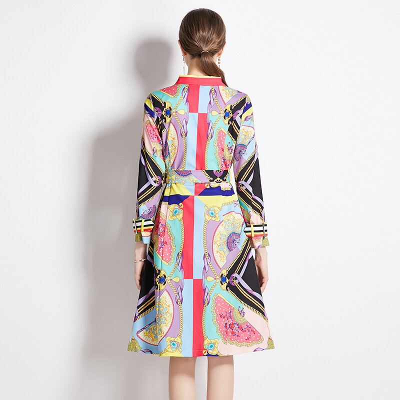 วินเทจฤดูใบไม้ร่วงรันเวย์ที่สง่างาม T Rench Coat ผู้หญิงแฟชั่นโซ่พัดลม ...