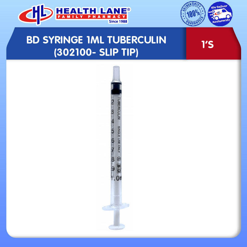 BD SYRINGE 1ML TUBERCULIN (302100- SLIP TIP) 1'S | Lazada