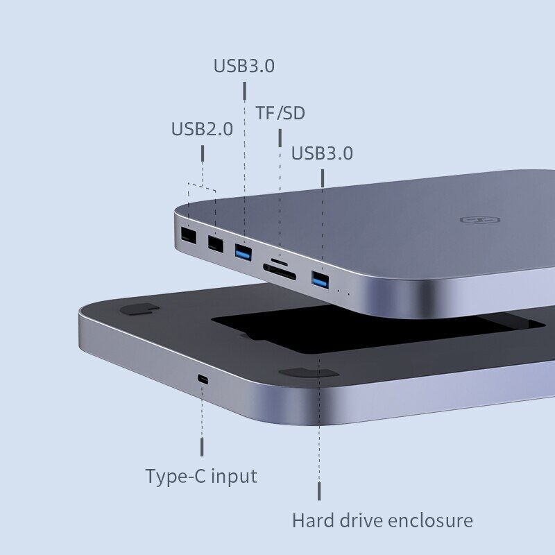 USB-C ฮับ SATA กล่องใส่ฮาร์ดไดรฟ์สำหรับ Mac Mini USB 3.0 Hub สำหรับ2020 ...