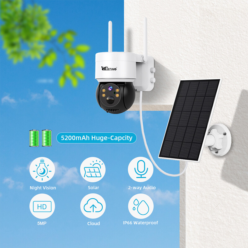Wistino Icsee Solar CCTV Camera HD 5MP Wifi Outdoor Waterproof Security ...