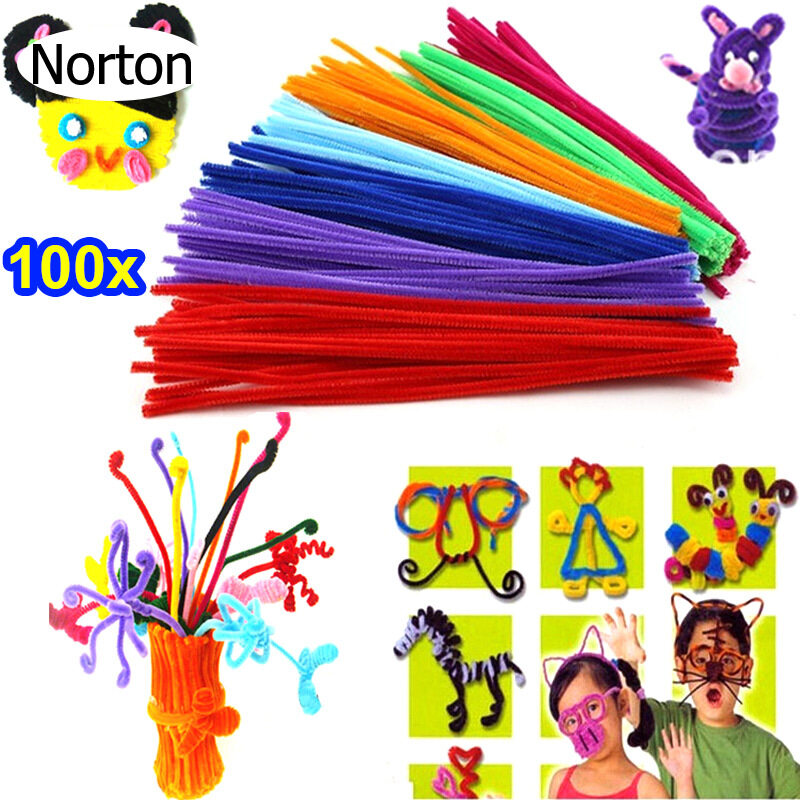 Norton 100pcs Rainbow Colors Stems Plush Sticks Kindergarden Education ...