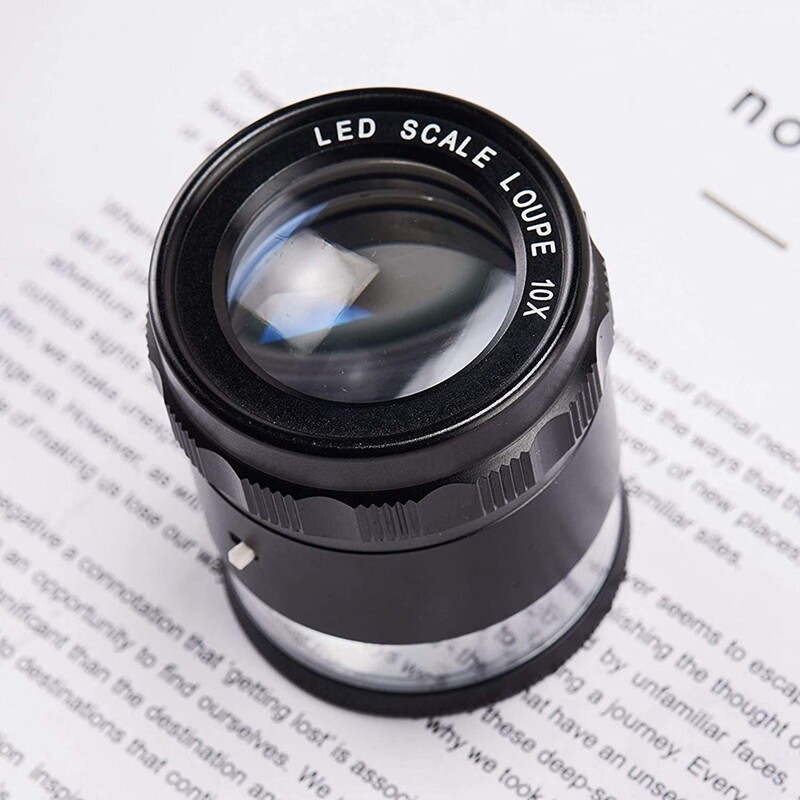 LED Scale Loupe 10X Illuminated Desktop Magnifier Metal Detachable ...
