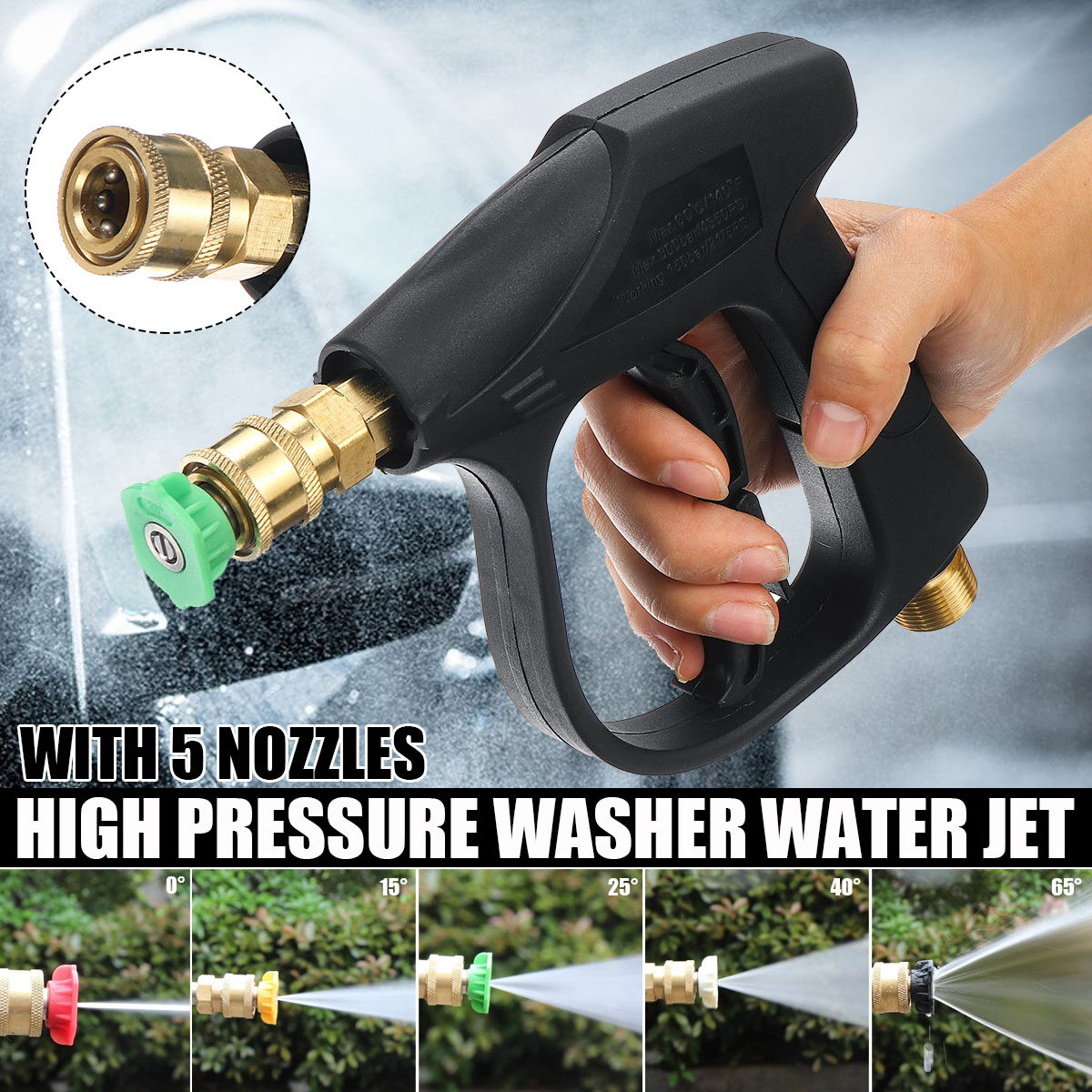 With Optioanl 5 Nozzles 3000 PSI High Pressure Power Washer Car Washer ...